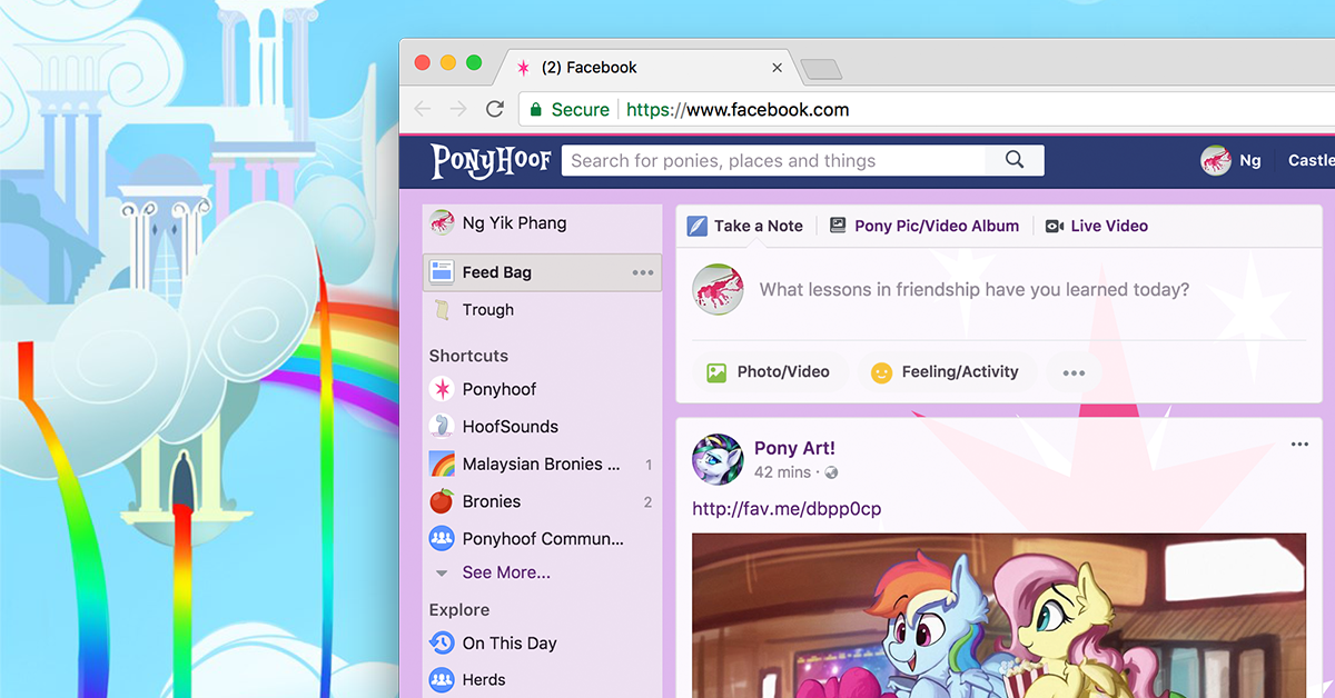 Install Ponyhoof - Ponify Facebook and make it 20% cooler! Works for ...